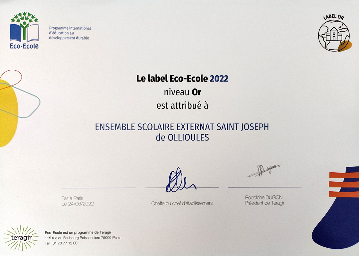 L'Externat Saint Joseph récompensé pour son investissement